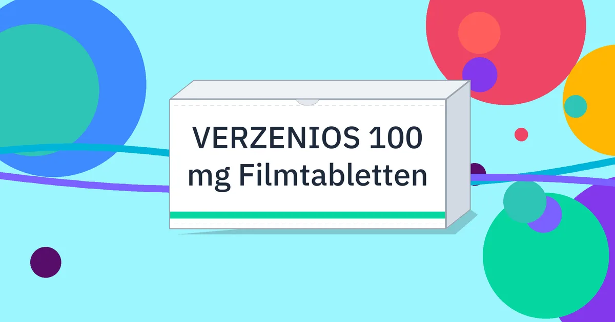 Symbolbild: Packung mit der Aufschrift VERZENIOS 100 mg Filmtabletten (PZN 14219340) – Verfügbarkeit und Bezug in Apotheken in Frankfurt am Main