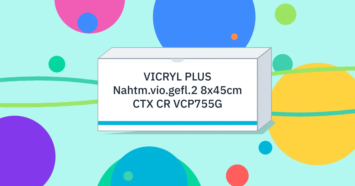 Symbolbild: Packung mit der Aufschrift VICRYL PLUS Nahtm.vio.gefl.2 8x45cm CTX CR VCP755G (PZN 20895855) – Verfügbarkeit und Bezug in Apotheken in Frankfurt am Main