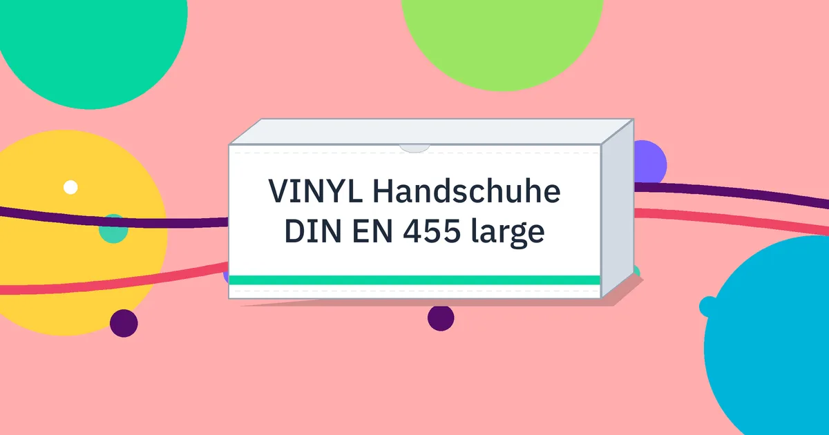 Symbolbild: Packung mit der Aufschrift VINYL Handschuhe DIN EN 455 large (PZN 00112756) – Verfügbarkeit und Bezug in Apotheken in Frankfurt am Main