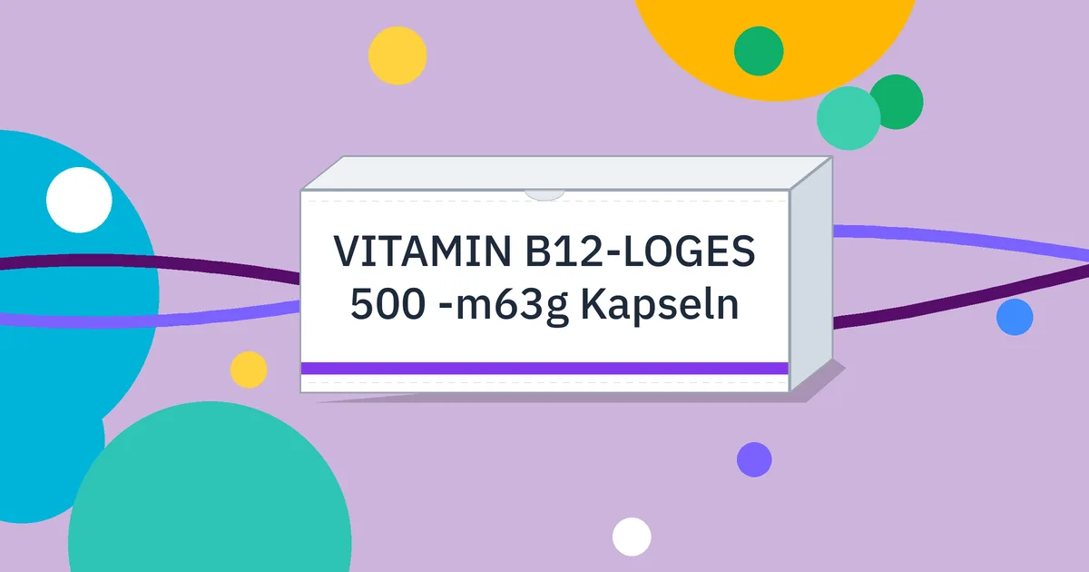 Symbolbild: Packung mit der Aufschrift VITAMIN B12-LOGES 500 -m63g Kapseln (PZN 19101092) – Verfügbarkeit und Bezug in Apotheken in Frankfurt am Main