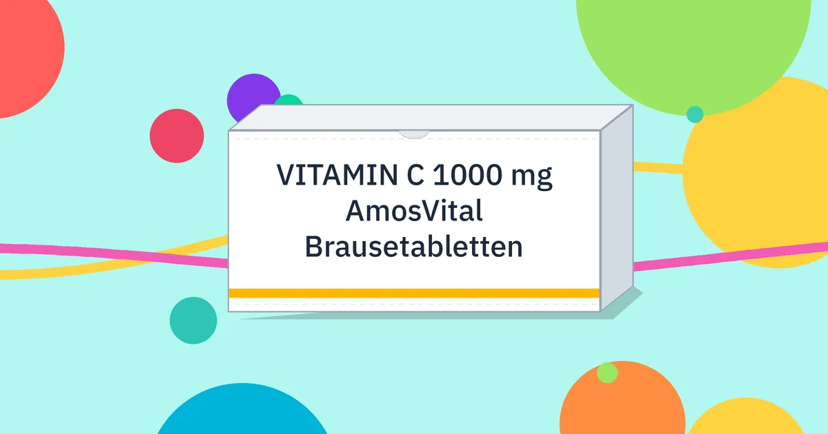 Symbolbild: Packung mit der Aufschrift VITAMIN C 1000 mg AmosVital Brausetabletten (PZN 09937665) – Verfügbarkeit und Bezug in Apotheken in Frankfurt am Main