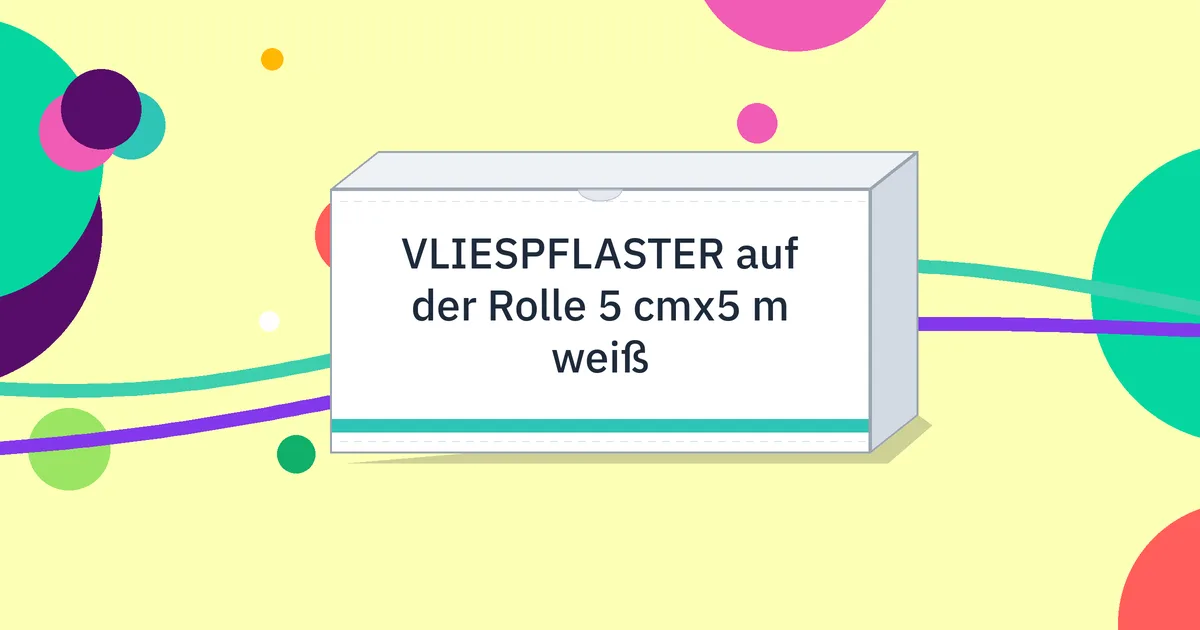 Symbolbild: Packung mit der Aufschrift VLIESPFLASTER auf der Rolle 5 cmx5 m weiß (PZN 09781594) – Verfügbarkeit und Bezug in Apotheken in Frankfurt am Main