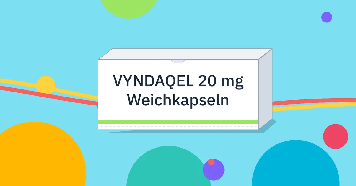 Symbolbild: Packung mit der Aufschrift VYNDAQEL 20 mg Weichkapseln (PZN 15656611) – Verfügbarkeit und Bezug in Apotheken in Frankfurt am Main