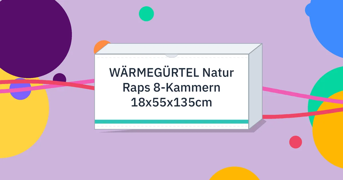 Symbolbild: Packung mit der Aufschrift WÄRMEGÜRTEL Natur Raps 8-Kammern 18x55x135cm (PZN 13716734) – Verfügbarkeit und Bezug in Apotheken in Frankfurt am Main