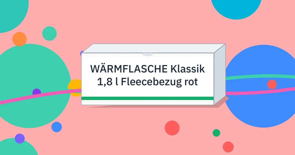 Symbolbild: Packung mit der Aufschrift WÄRMFLASCHE Klassik 1,8 l Fleecebezug rot (PZN 09888949) – Verfügbarkeit und Bezug in Apotheken in Frankfurt am Main