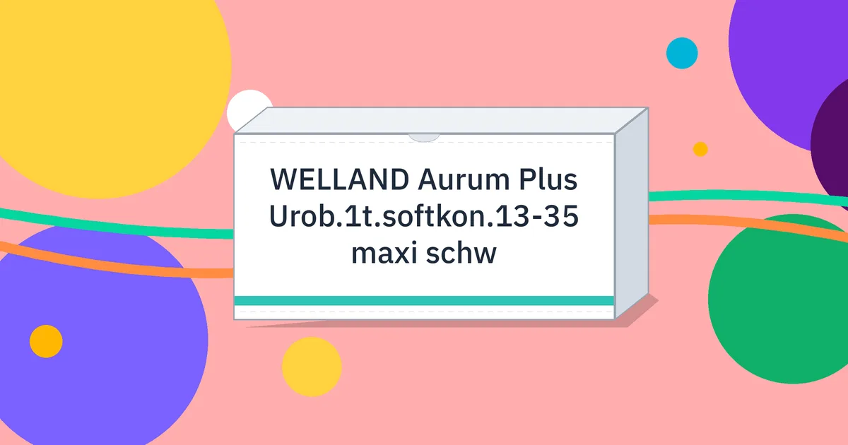 Symbolbild: Packung mit der Aufschrift WELLAND Aurum Plus Urob.1t.softkon.13-35 maxi schw (PZN 18826568) – Verfügbarkeit und Bezug in Apotheken in Frankfurt am Main