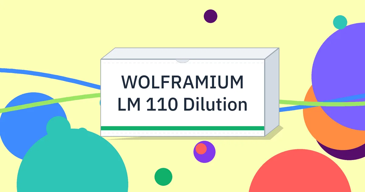 Symbolbild: Packung mit der Aufschrift WOLFRAMIUM LM 110 Dilution (PZN 13281265) – Verfügbarkeit und Bezug in Apotheken in Frankfurt am Main