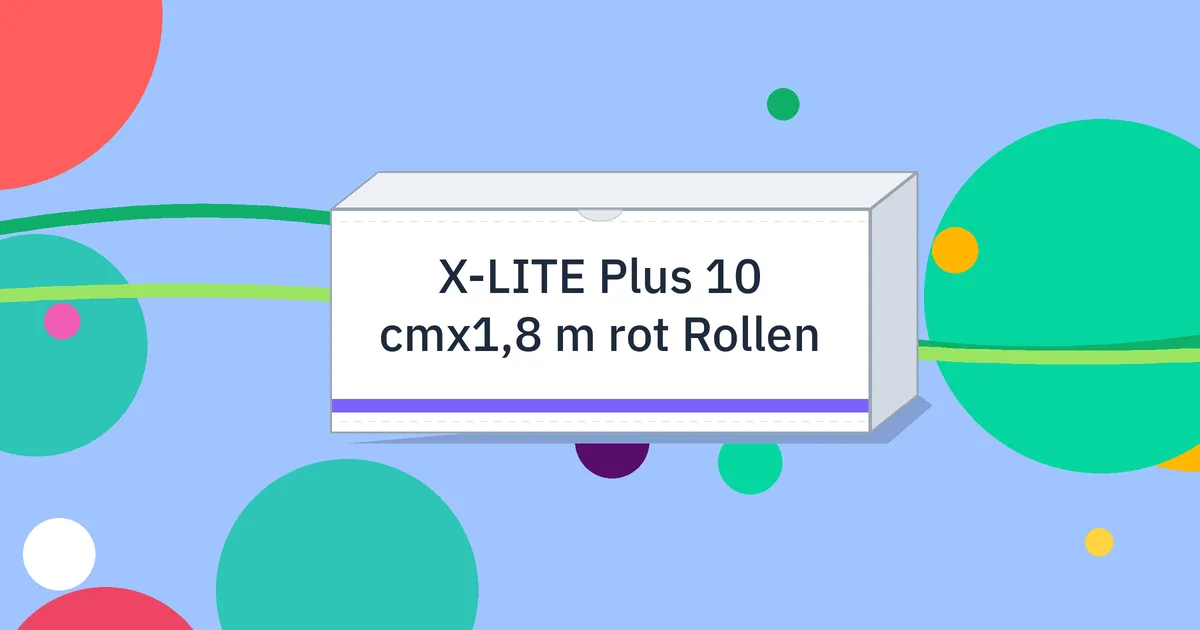 Symbolbild: Packung mit der Aufschrift X-LITE Plus 10 cmx1,8 m rot Rollen (PZN 14441469) – Verfügbarkeit und Bezug in Apotheken in Frankfurt am Main