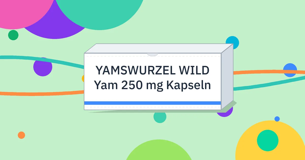 Symbolbild: Packung mit der Aufschrift YAMSWURZEL WILD Yam 250 mg Kapseln (PZN 05987867) – Verfügbarkeit und Bezug in Apotheken in Frankfurt am Main
