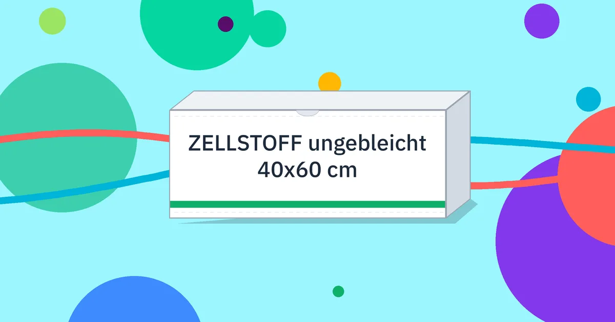 Symbolbild: Packung mit der Aufschrift ZELLSTOFF ungebleicht 40x60 cm (PZN 05143566) – Verfügbarkeit und Bezug in Apotheken in Frankfurt am Main