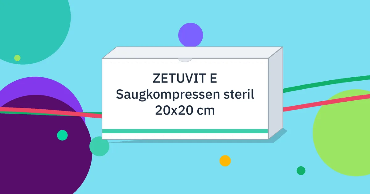 Symbolbild: Packung mit der Aufschrift ZETUVIT E Saugkompressen steril 20x20 cm (PZN 17414390) – Verfügbarkeit und Bezug in Apotheken in Frankfurt am Main