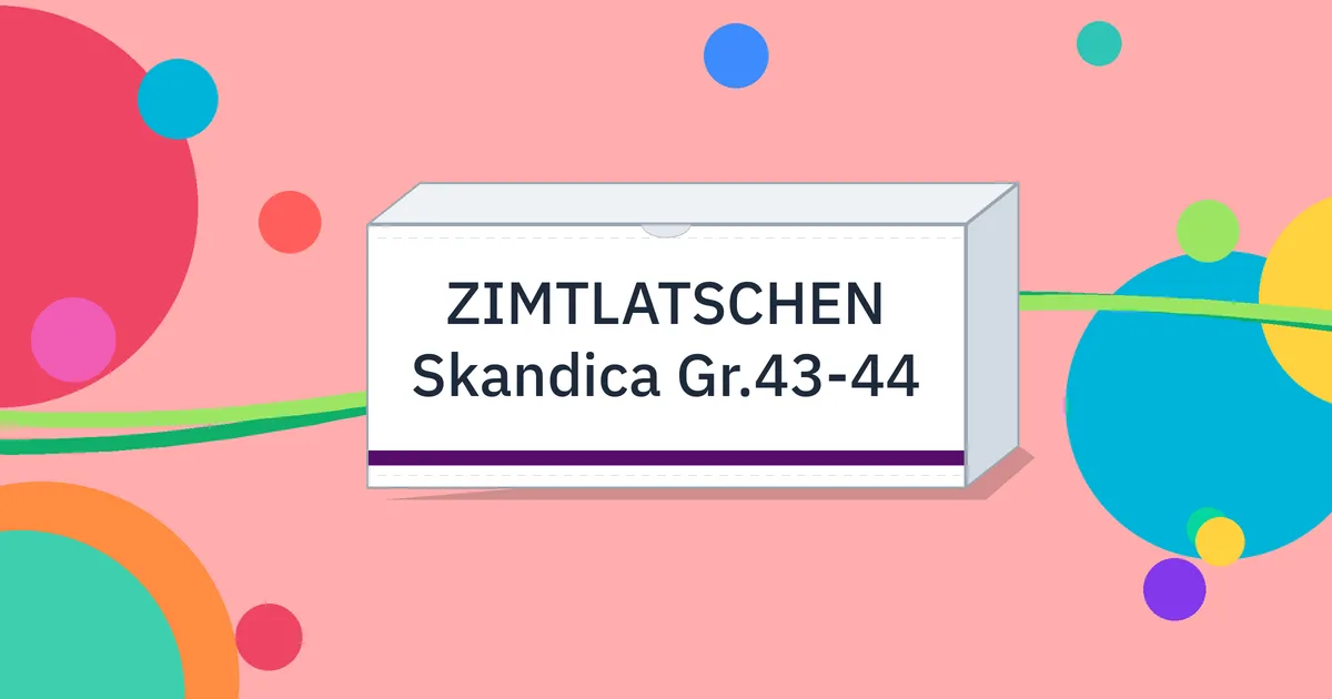 Symbolbild: Packung mit der Aufschrift ZIMTLATSCHEN Skandica Gr.43-44 (PZN 13881172) – Verfügbarkeit und Bezug in Apotheken in Frankfurt am Main