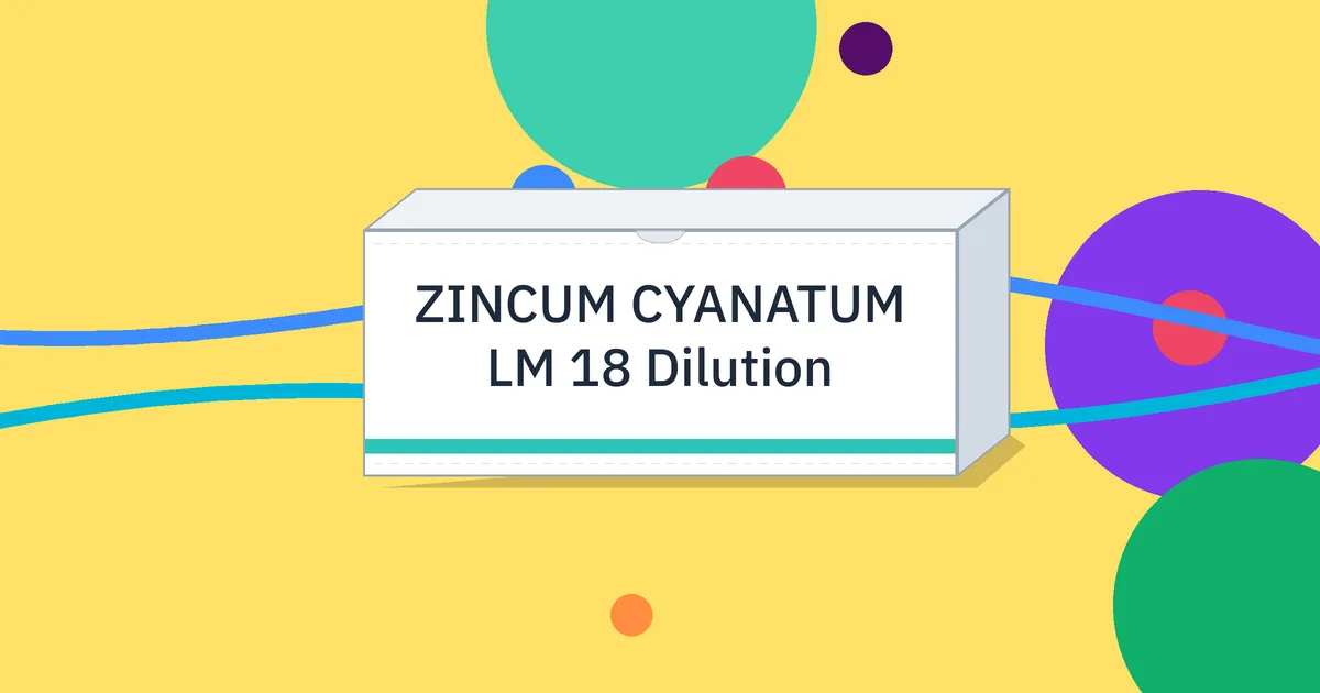 Symbolbild: Packung mit der Aufschrift ZINCUM CYANATUM LM 18 Dilution (PZN 13292412) – Verfügbarkeit und Bezug in Apotheken in Frankfurt am Main