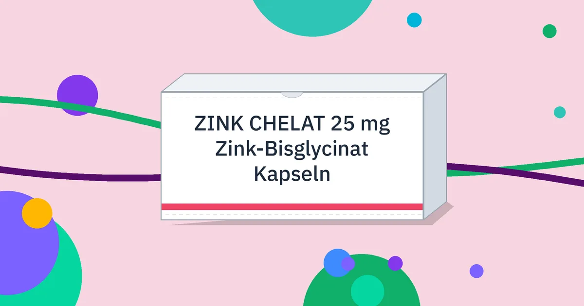 Symbolbild: Packung mit der Aufschrift ZINK CHELAT 25 mg Zink-Bisglycinat Kapseln (PZN 17564563) – Verfügbarkeit und Bezug in Apotheken in Frankfurt am Main