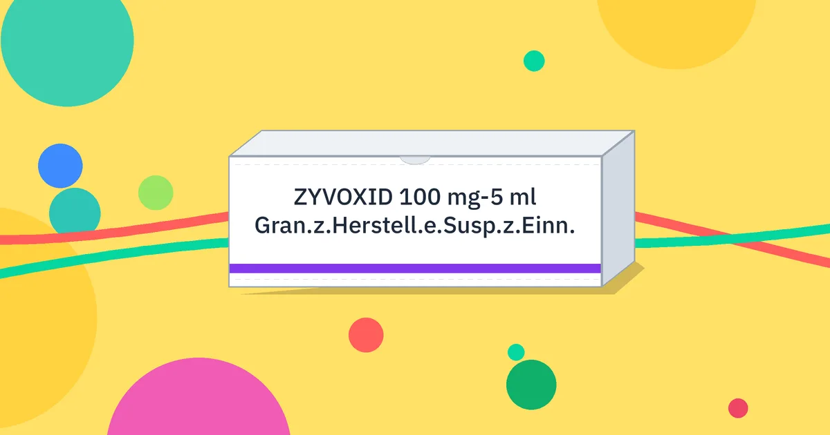 Symbolbild: Packung mit der Aufschrift ZYVOXID 100 mg-5 ml Gran.z.Herstell.e.Susp.z.Einn. (PZN 01640457) – Verfügbarkeit und Bezug in Apotheken in Frankfurt am Main