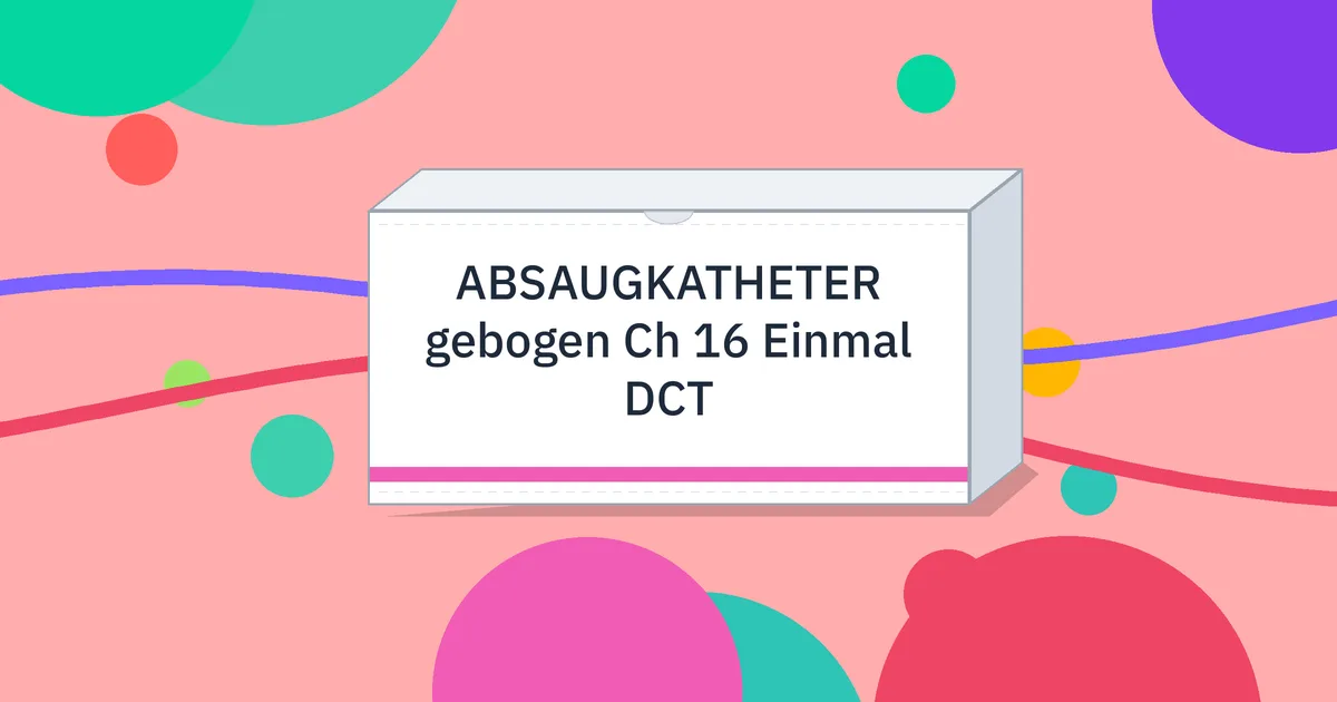 Symbolbild: Packung mit der Aufschrift ABSAUGKATHETER gebogen Ch 16 Einmal DCT (PZN 02847717) – Verfügbarkeit und Bezug in Apotheken in Frankfurt am Main