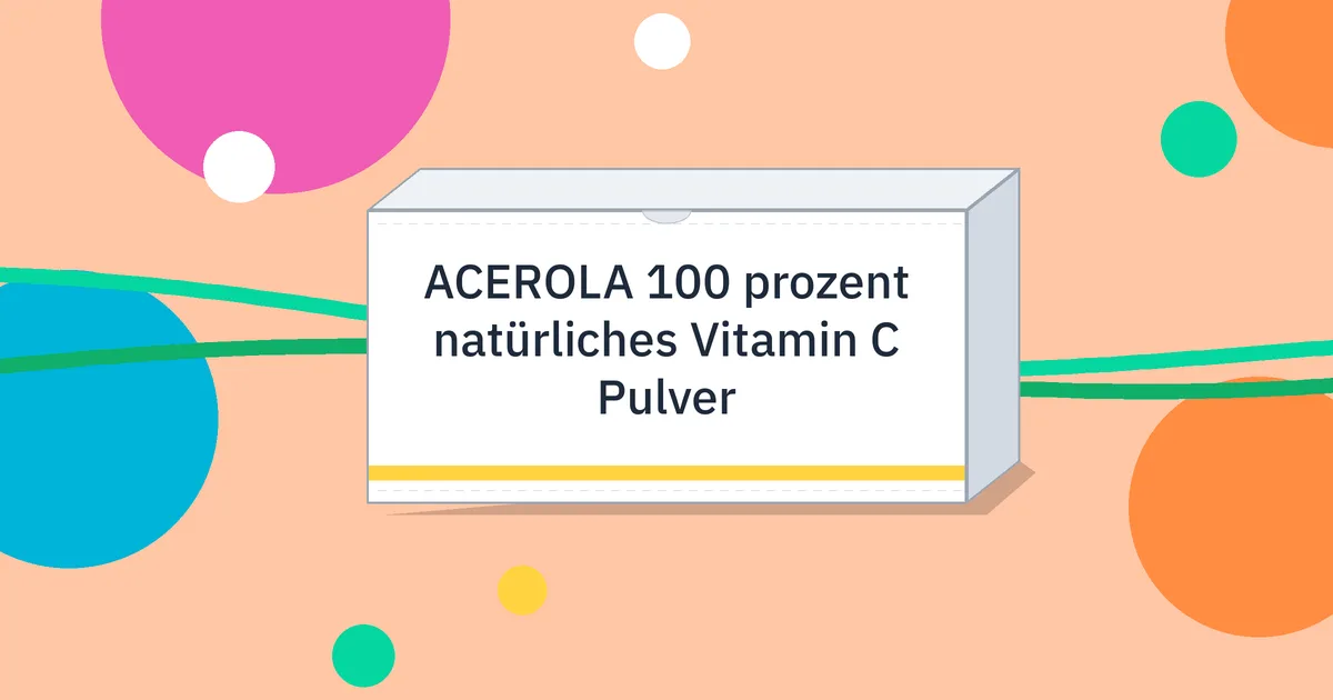 Symbolbild: Packung mit der Aufschrift ACEROLA 100 prozent natürliches Vitamin C Pulver (PZN 01974483) – Verfügbarkeit und Bezug in Apotheken in Frankfurt am Main
