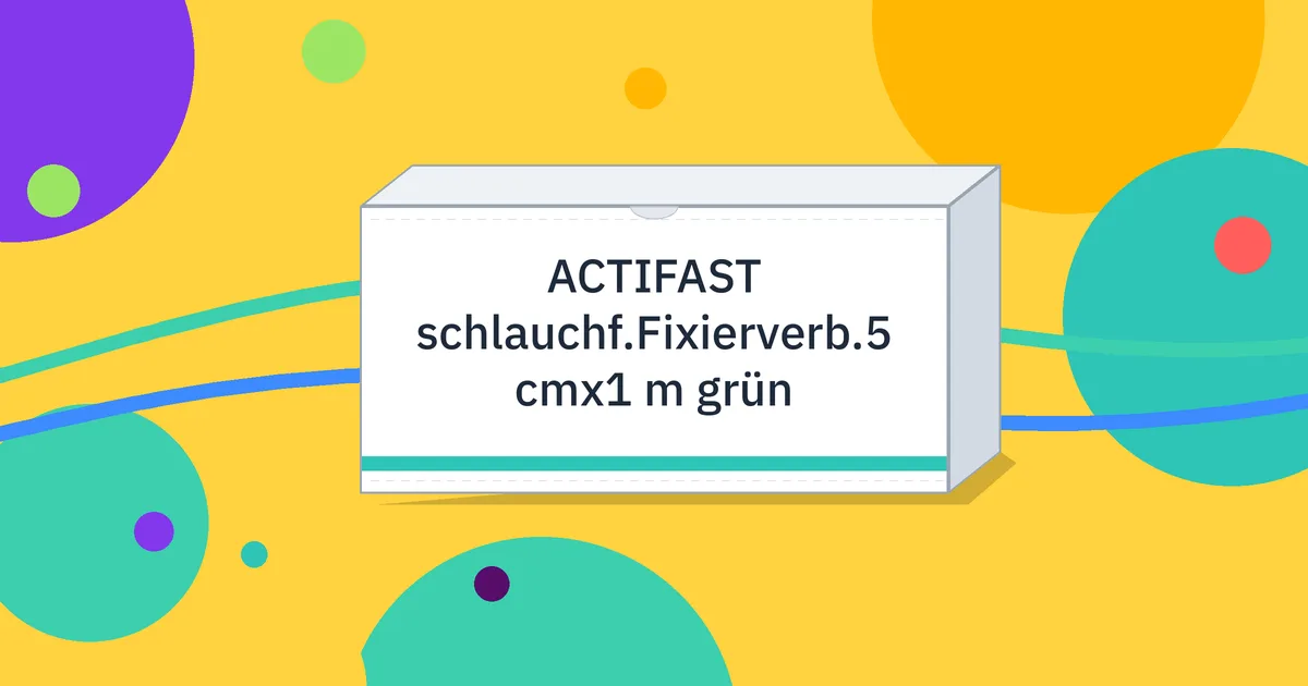 Symbolbild: Packung mit der Aufschrift ACTIFAST schlauchf.Fixierverb.5 cmx1 m grün (PZN 19453141) – Verfügbarkeit und Bezug in Apotheken in Frankfurt am Main