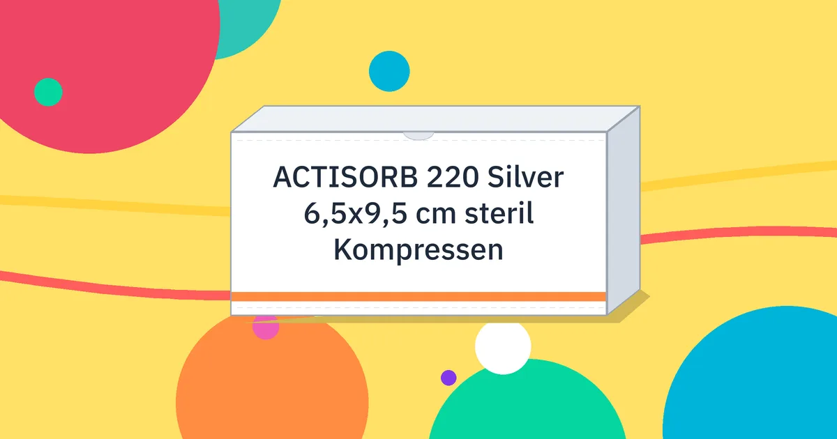 Symbolbild: Packung mit der Aufschrift ACTISORB 220 Silver 6,5x9,5 cm steril Kompressen (PZN 09426203) – Verfügbarkeit und Bezug in Apotheken in Frankfurt am Main