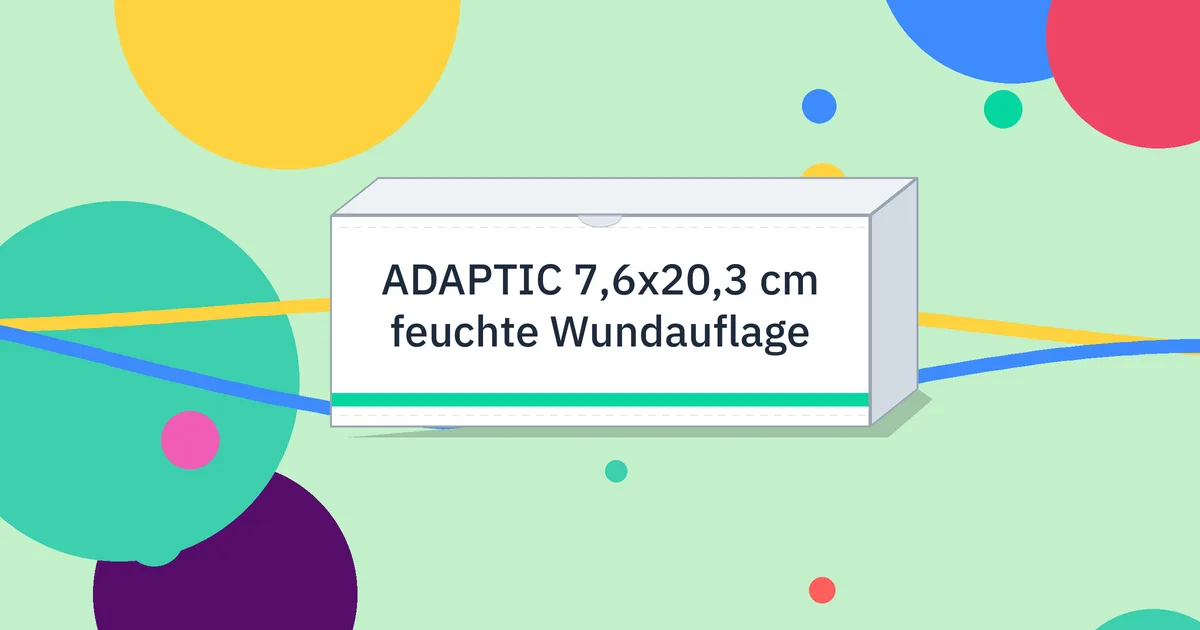 Symbolbild: Packung mit der Aufschrift ADAPTIC 7,6x20,3 cm feuchte Wundauflage (PZN 12897219) – Verfügbarkeit und Bezug in Apotheken in Frankfurt am Main