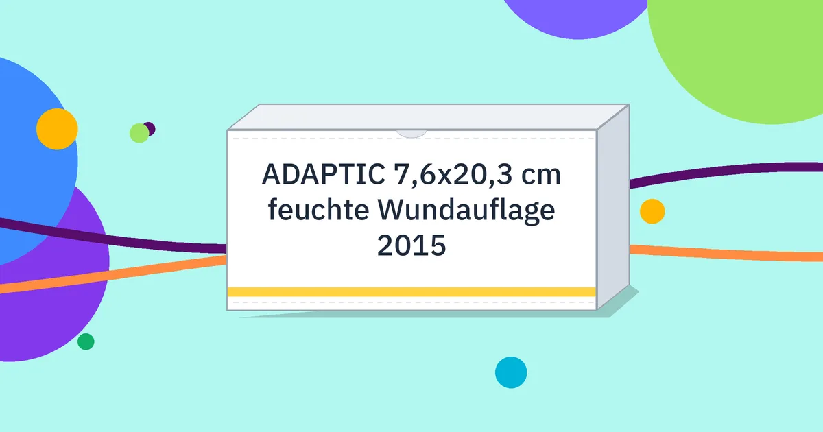 Symbolbild: Packung mit der Aufschrift ADAPTIC 7,6x20,3 cm feuchte Wundauflage 2015 (PZN 03486960) – Verfügbarkeit und Bezug in Apotheken in Frankfurt am Main