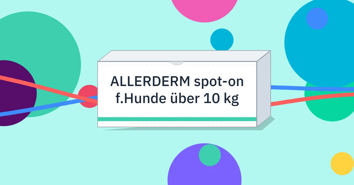 Symbolbild: Packung mit der Aufschrift ALLERDERM spot-on f.Hunde über 10 kg (PZN 18784054) – Verfügbarkeit und Bezug in Apotheken in Frankfurt am Main