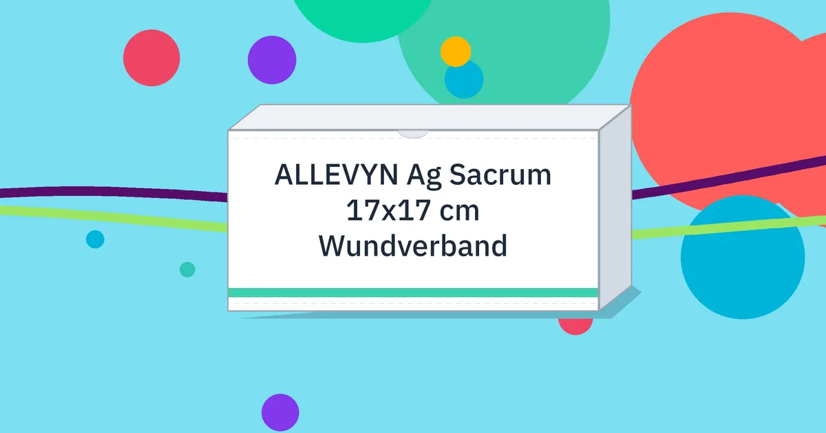 Symbolbild: Packung mit der Aufschrift ALLEVYN Ag Sacrum 17x17 cm Wundverband (PZN 11155585) – Verfügbarkeit und Bezug in Apotheken in Frankfurt am Main