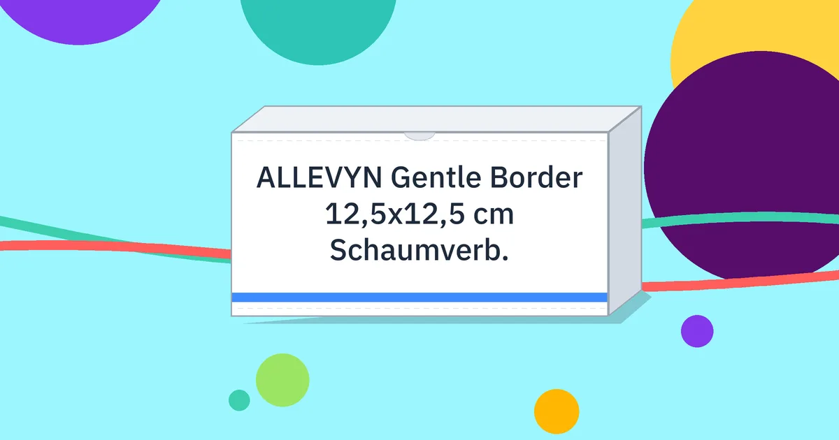 Symbolbild: Packung mit der Aufschrift ALLEVYN Gentle Border 12,5x12,5 cm Schaumverb. (PZN 19904804) – Verfügbarkeit und Bezug in Apotheken in Frankfurt am Main