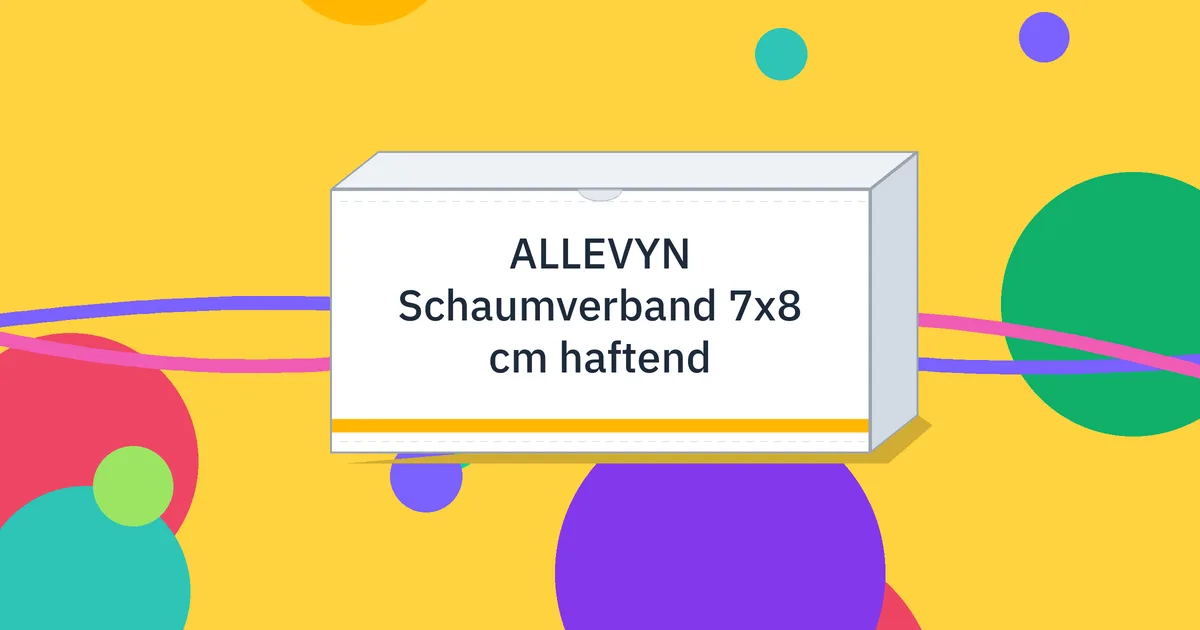 Symbolbild: Packung mit der Aufschrift ALLEVYN Schaumverband 7x8 cm haftend (PZN 20008630) – Verfügbarkeit und Bezug in Apotheken in Frankfurt am Main