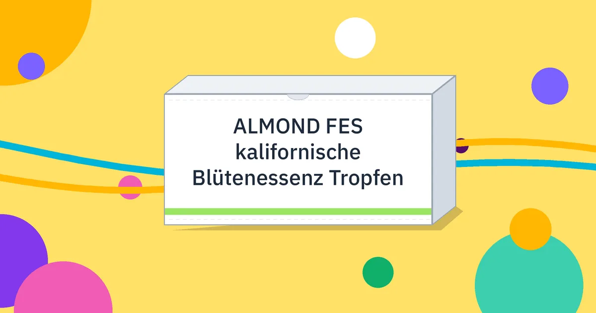 Symbolbild: Packung mit der Aufschrift ALMOND FES kalifornische Blütenessenz Tropfen (PZN 18809601) – Verfügbarkeit und Bezug in Apotheken in Frankfurt am Main