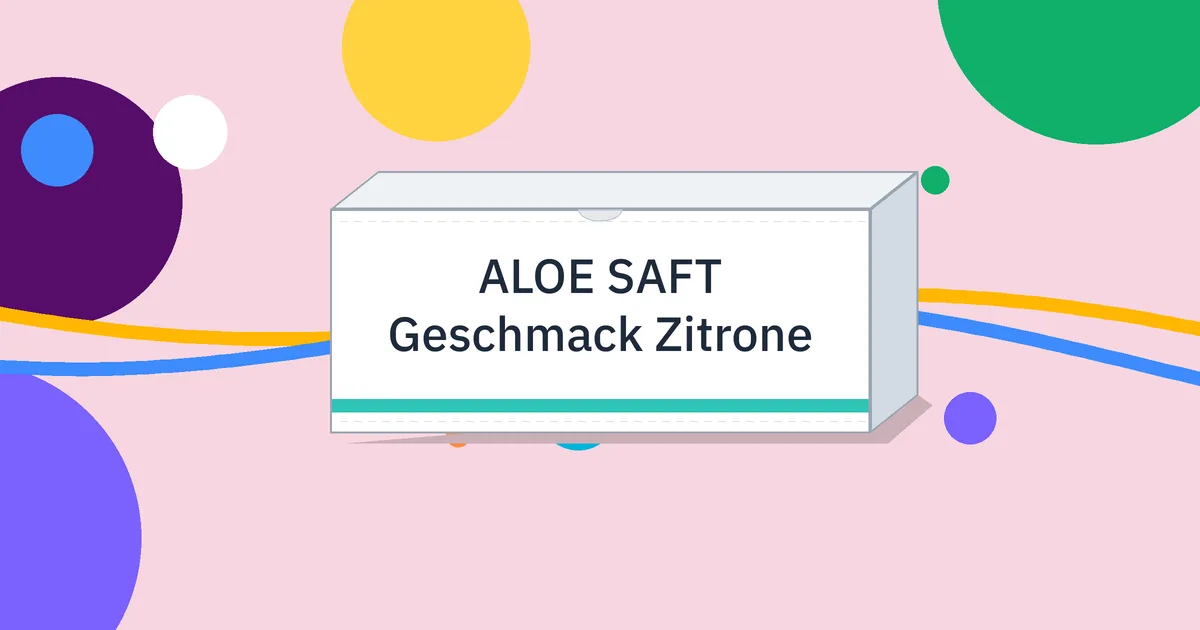 Symbolbild: Packung mit der Aufschrift ALOE SAFT Geschmack Zitrone (PZN 14003976) – Verfügbarkeit und Bezug in Apotheken in Frankfurt am Main