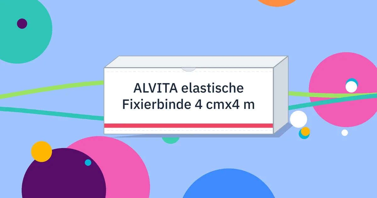 Symbolbild: Packung mit der Aufschrift ALVITA elastische Fixierbinde 4 cmx4 m (PZN 16811373) – Verfügbarkeit und Bezug in Apotheken in Frankfurt am Main