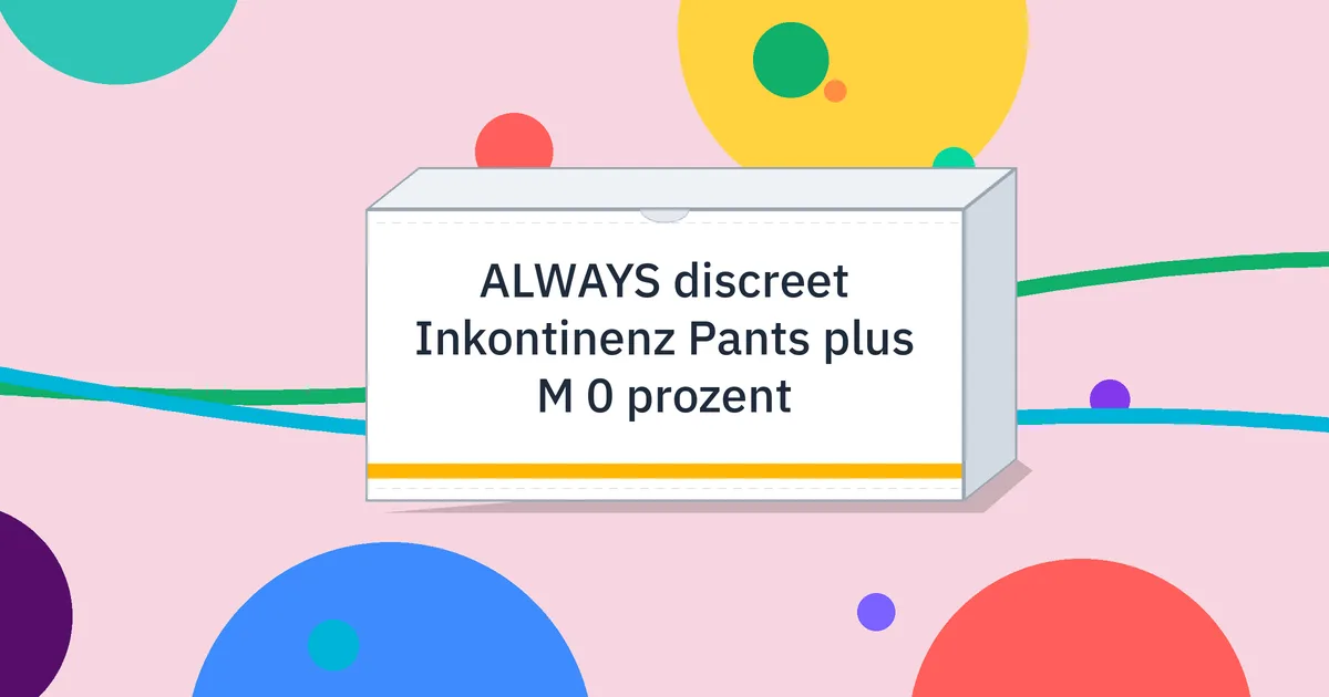 Symbolbild: Packung mit der Aufschrift ALWAYS discreet Inkontinenz Pants plus M 0 prozent (PZN 18193637) – Verfügbarkeit und Bezug in Apotheken in Frankfurt am Main