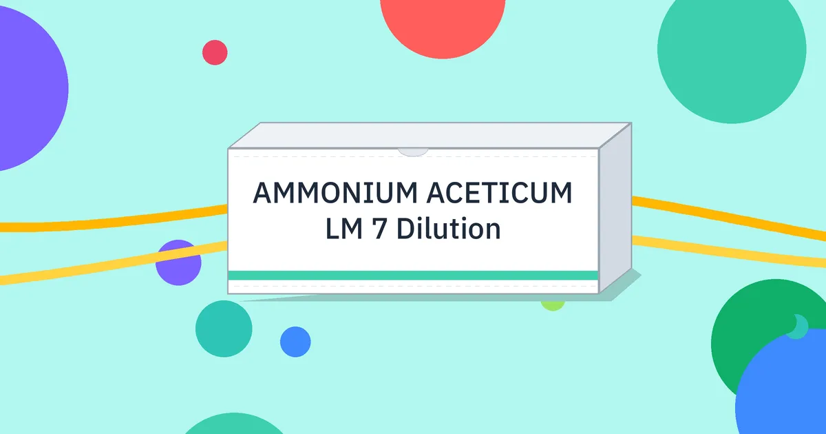 Symbolbild: Packung mit der Aufschrift AMMONIUM ACETICUM LM 7 Dilution (PZN 13319393) – Verfügbarkeit und Bezug in Apotheken in Frankfurt am Main