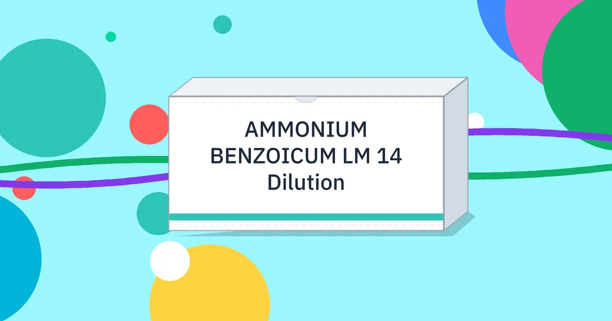 Symbolbild: Packung mit der Aufschrift AMMONIUM BENZOICUM LM 14 Dilution (PZN 13319950) – Verfügbarkeit und Bezug in Apotheken in Frankfurt am Main