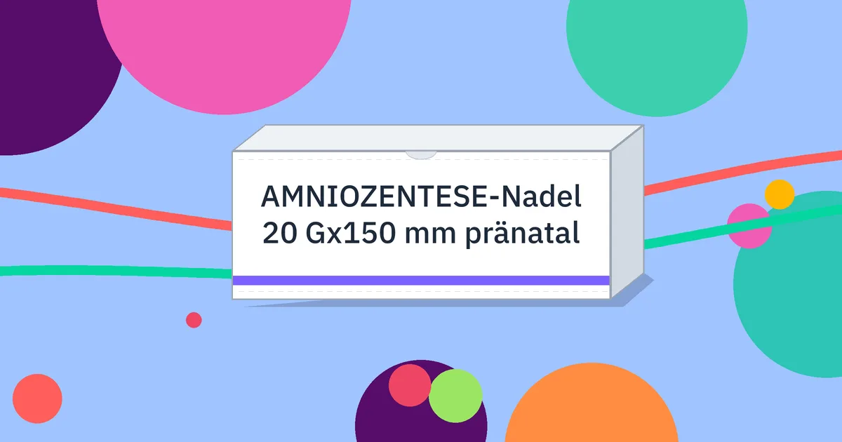 Symbolbild: Packung mit der Aufschrift AMNIOZENTESE-Nadel 20 Gx150 mm pränatal (PZN 17926859) – Verfügbarkeit und Bezug in Apotheken in Frankfurt am Main