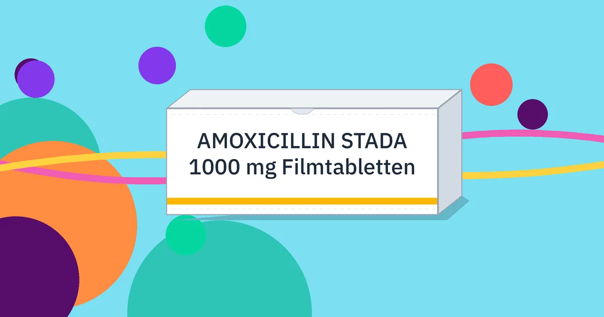 Symbolbild: Packung mit der Aufschrift AMOXICILLIN STADA 1000 mg Filmtabletten (PZN 02760548) – Verfügbarkeit und Bezug in Apotheken in Frankfurt am Main