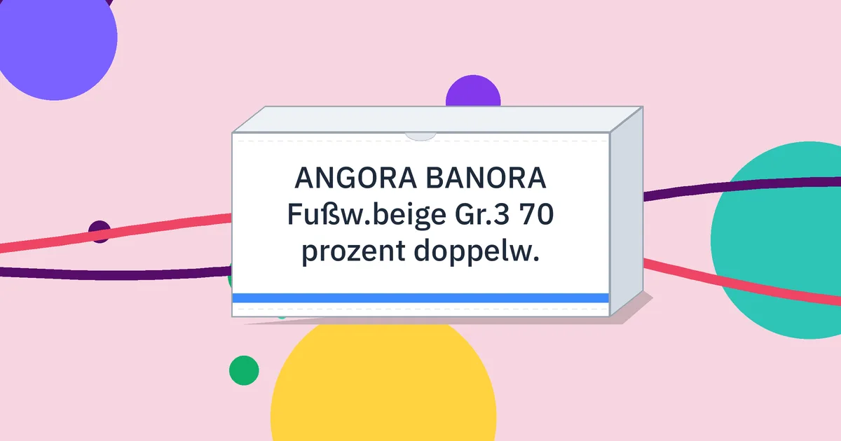 Symbolbild: Packung mit der Aufschrift ANGORA BANORA Fußw.beige Gr.3 70 prozent doppelw. (PZN 07270470) – Verfügbarkeit und Bezug in Apotheken in Frankfurt am Main