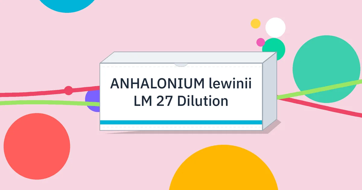 Symbolbild: Packung mit der Aufschrift ANHALONIUM lewinii LM 27 Dilution (PZN 13369072) – Verfügbarkeit und Bezug in Apotheken in Frankfurt am Main