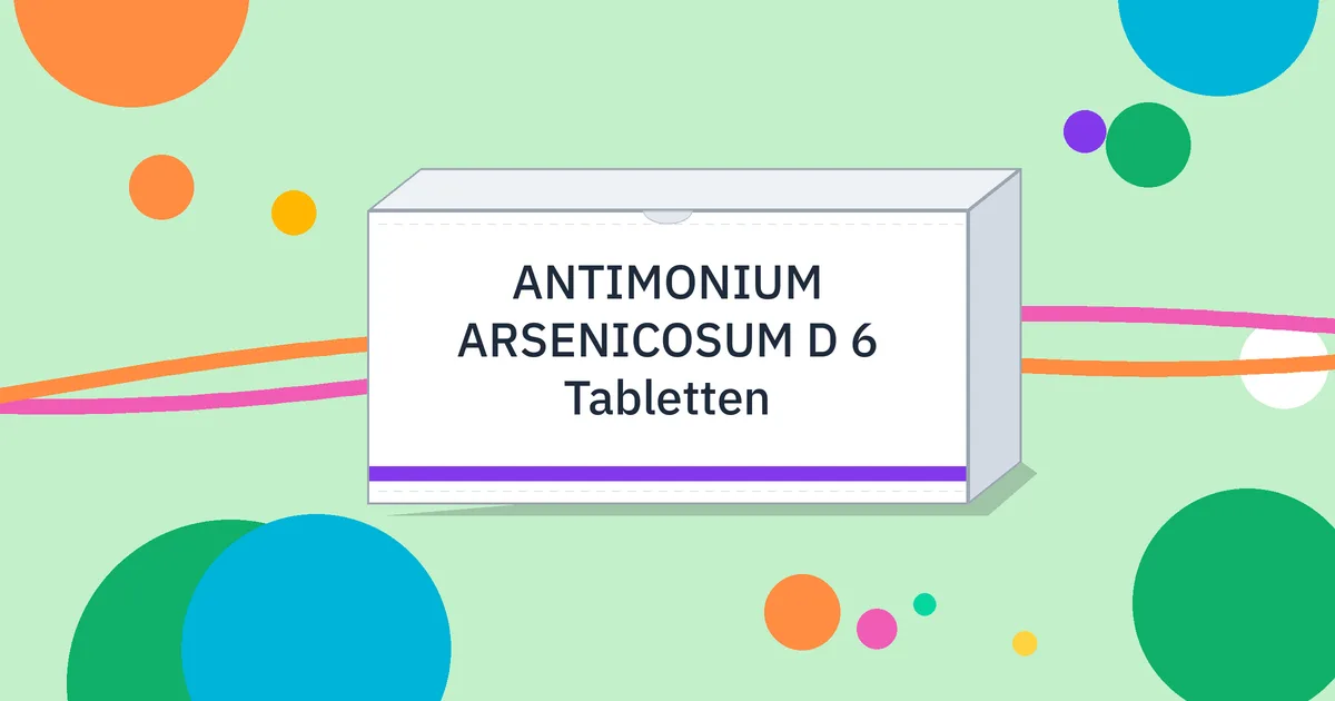 Symbolbild: Packung mit der Aufschrift ANTIMONIUM ARSENICOSUM D 6 Tabletten (PZN 02127101) – Verfügbarkeit und Bezug in Apotheken in Frankfurt am Main