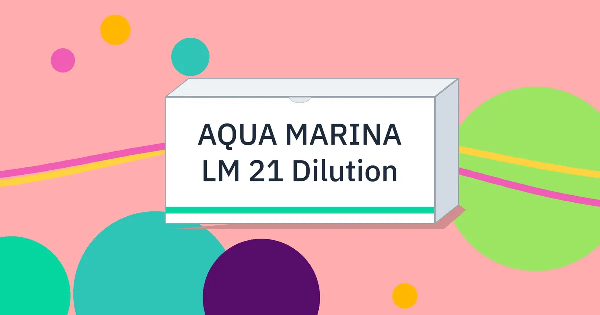 Symbolbild: Packung mit der Aufschrift AQUA MARINA LM 21 Dilution (PZN 12765601) – Verfügbarkeit und Bezug in Apotheken in Frankfurt am Main