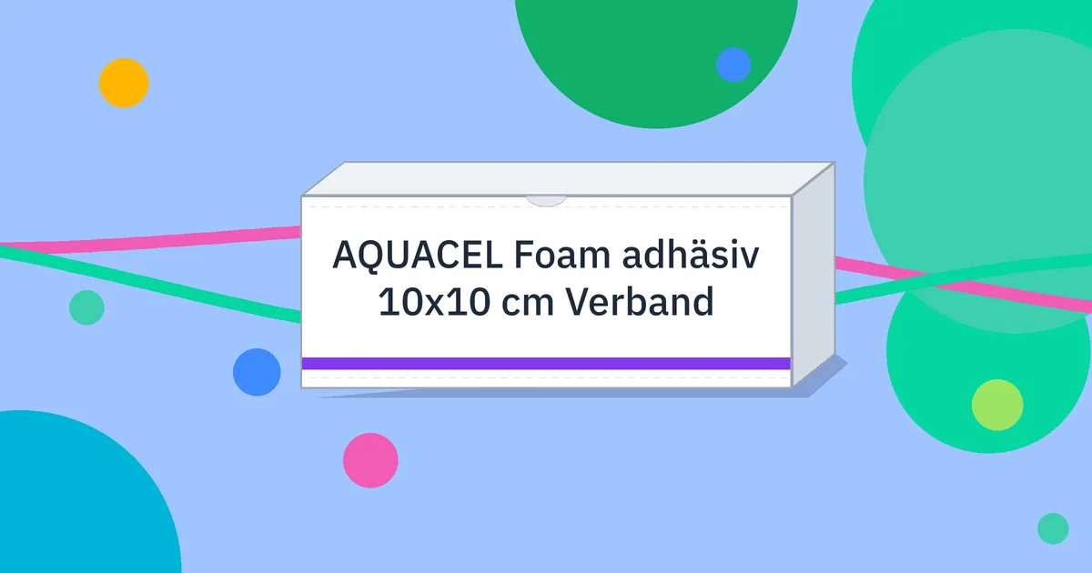 Symbolbild: Packung mit der Aufschrift AQUACEL Foam adhäsiv 10x10 cm Verband (PZN 11677510) – Verfügbarkeit und Bezug in Apotheken in Frankfurt am Main