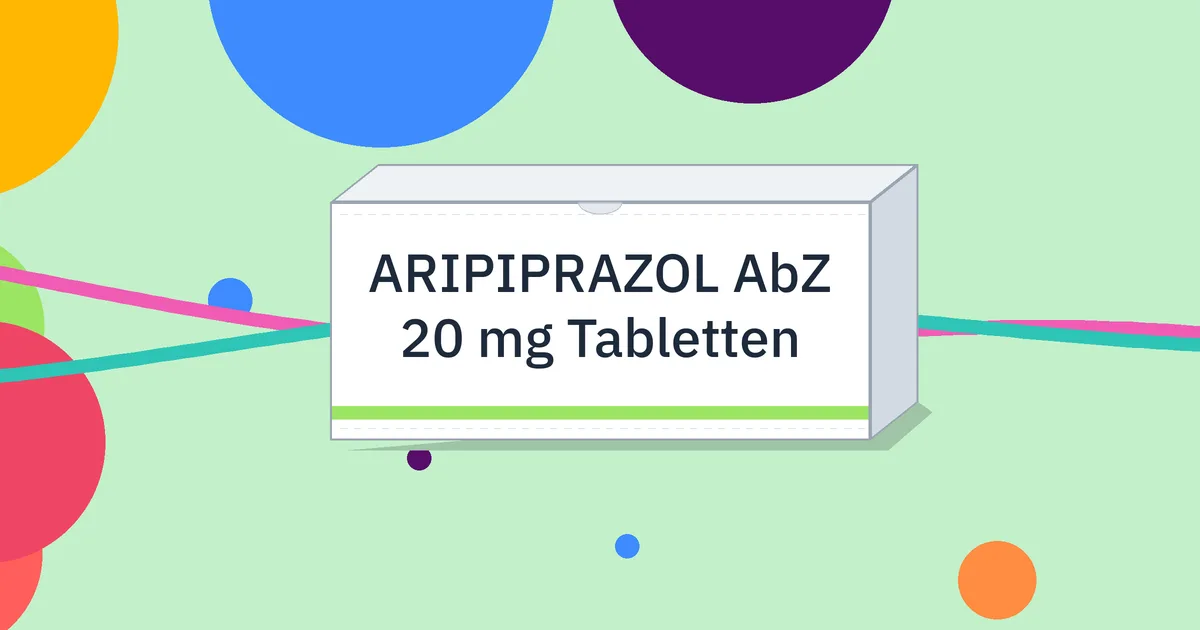 Symbolbild: Packung mit der Aufschrift ARIPIPRAZOL AbZ 20 mg Tabletten (PZN 10318080) – Verfügbarkeit und Bezug in Apotheken in Frankfurt am Main