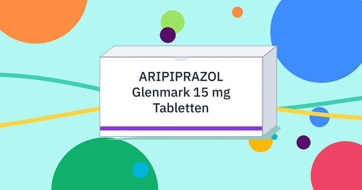 Symbolbild: Packung mit der Aufschrift ARIPIPRAZOL Glenmark 15 mg Tabletten (PZN 10788414) – Verfügbarkeit und Bezug in Apotheken in Frankfurt am Main