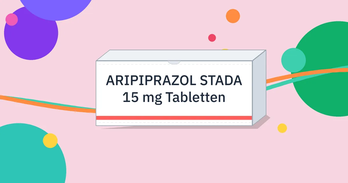 Symbolbild: Packung mit der Aufschrift ARIPIPRAZOL STADA 15 mg Tabletten (PZN 20015386) – Verfügbarkeit und Bezug in Apotheken in Frankfurt am Main