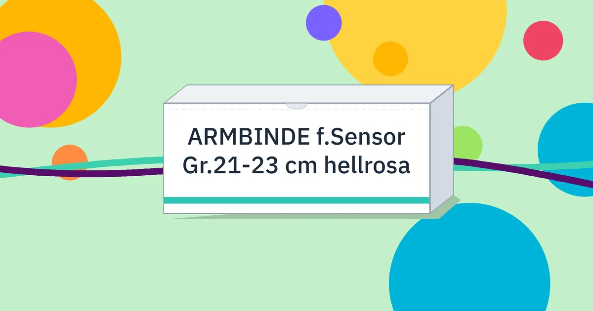 Symbolbild: Packung mit der Aufschrift ARMBINDE f.Sensor Gr.21-23 cm hellrosa (PZN 11552866) – Verfügbarkeit und Bezug in Apotheken in Frankfurt am Main
