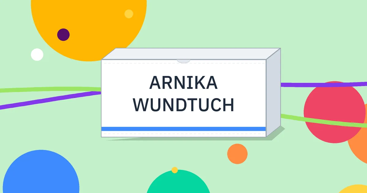 Symbolbild: Packung mit der Aufschrift ARNIKA WUNDTUCH (PZN 04495731) – Verfügbarkeit und Bezug in Apotheken in Frankfurt am Main