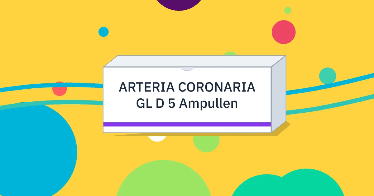 Symbolbild: Packung mit der Aufschrift ARTERIA CORONARIA GL D 5 Ampullen (PZN 03359262) – Verfügbarkeit und Bezug in Apotheken in Frankfurt am Main