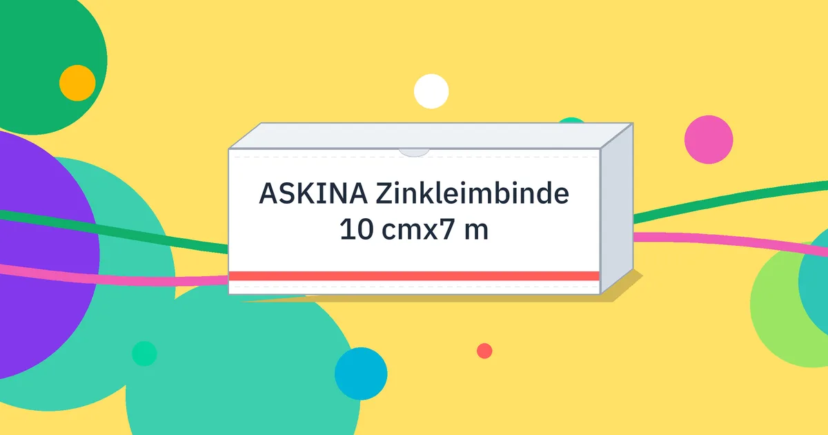 Symbolbild: Packung mit der Aufschrift ASKINA Zinkleimbinde 10 cmx7 m (PZN 16001734) – Verfügbarkeit und Bezug in Apotheken in Frankfurt am Main