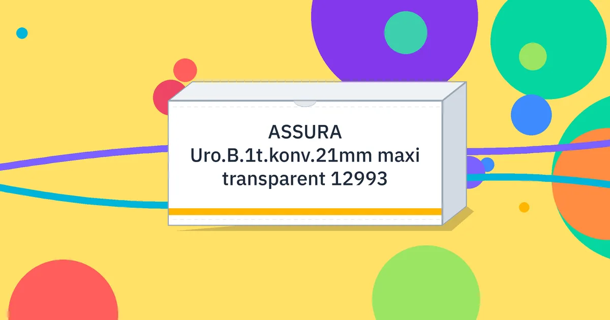 Symbolbild: Packung mit der Aufschrift ASSURA Uro.B.1t.konv.21mm maxi transparent 12993 (PZN 07598561) – Verfügbarkeit und Bezug in Apotheken in Frankfurt am Main